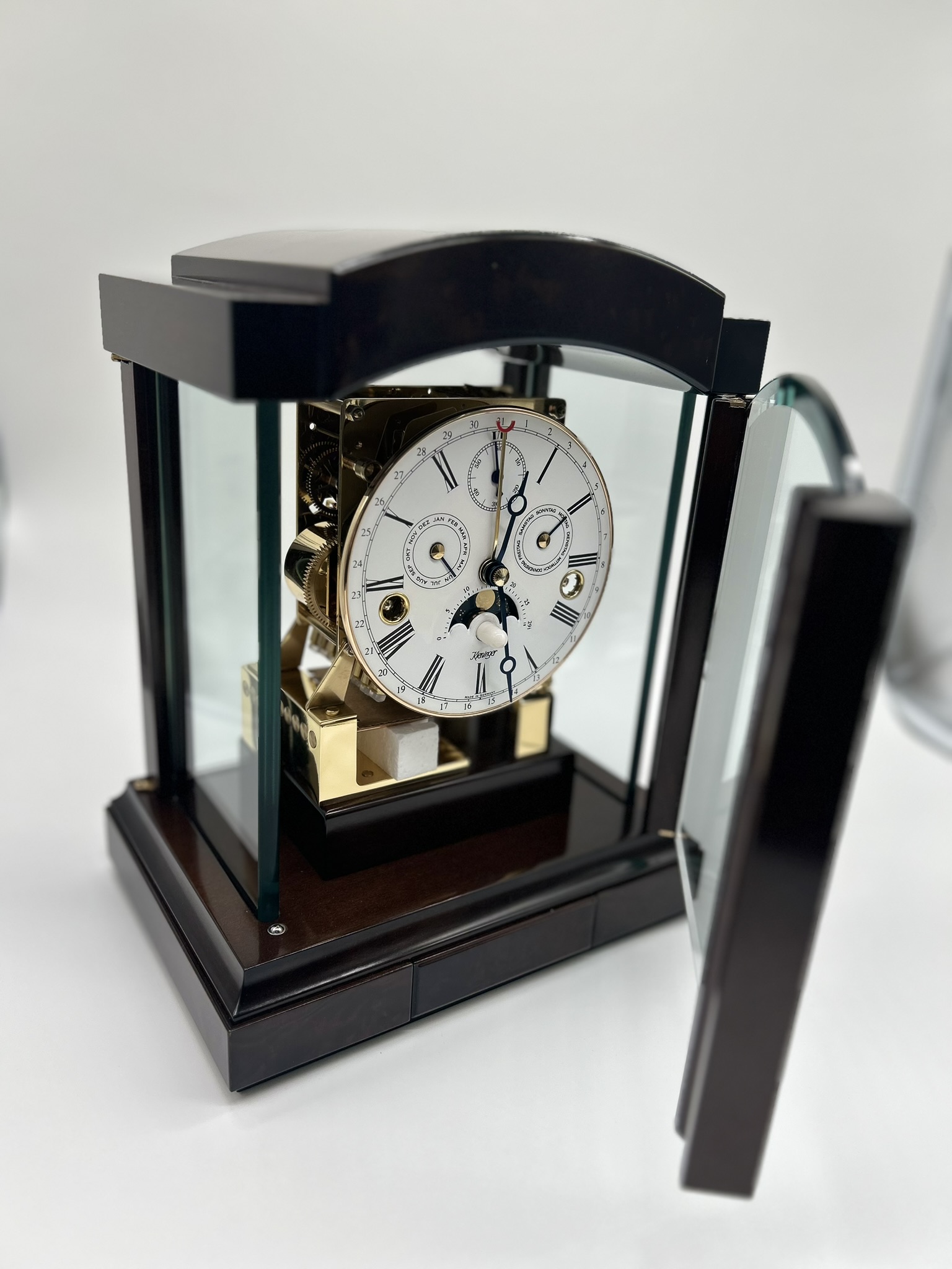 Kieninger mantel clock dark walnut mulitfunctional dial triple chime on ...